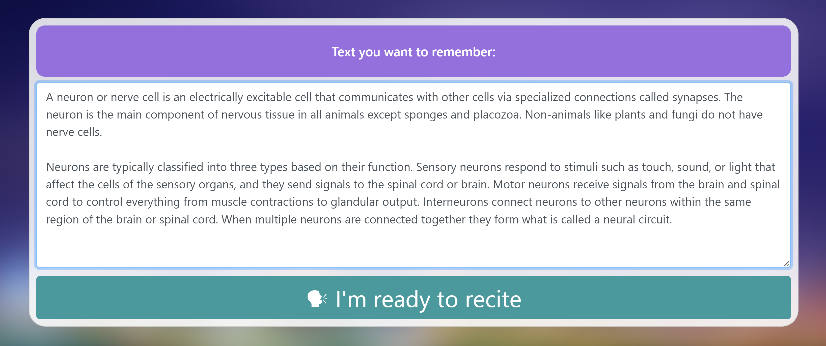 1. Write/paste in your text to remember